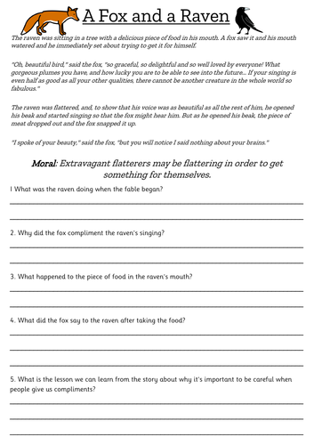 Fables Reading Comprehension C | Teaching Resources