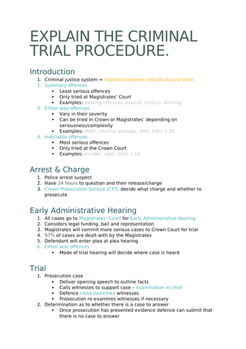A-Level Law: Criminal Justice System 10 Mark Essay + Model + Plan ...