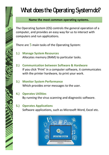 ICT/Computing Operating Systems - Task Booklet | Teaching Resources