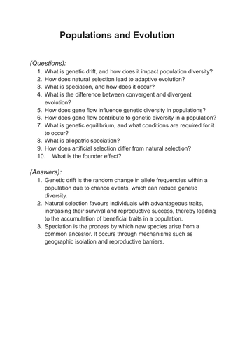 CONCISE A* A Level Biology Topic 7 Genetics, Population, Evolution ...
