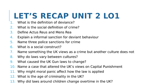 WJEC Criminology Unit 2 Power Points | Teaching Resources