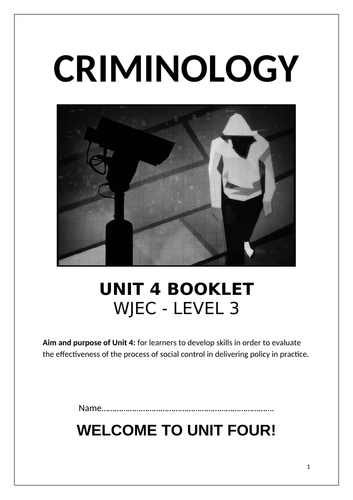 WJEC Criminology Unit 4 Power Points and Booklet | Teaching Resources