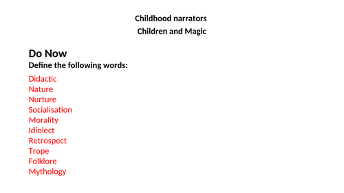 KS3 English SOW - Childhood Narrators and Protagonists | Teaching Resources