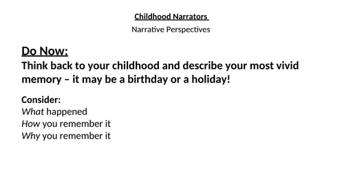 KS3 English SOW - Childhood Narrators and Protagonists | Teaching Resources