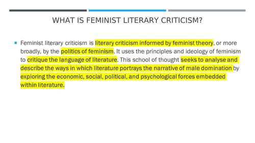 A-Level English Literature - Secondary Reading - Feminist Literary ...