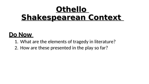 Othello context - A-Level English Literature | Teaching Resources