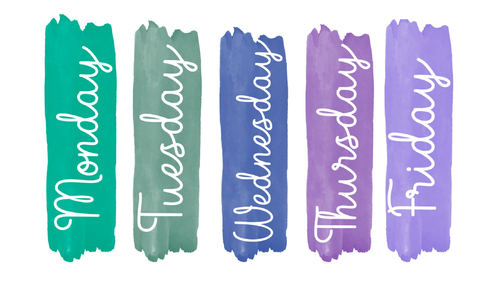 Watercolour blue, green and purple classroom decor display pack ...
