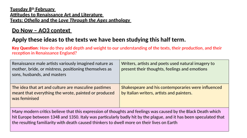 A-Level English Literature - Attitudes to Renaissance Art and ...