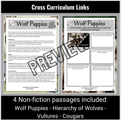 A WOLF CALLED WANDER Novel Study and Reading Comprehension Questions ...