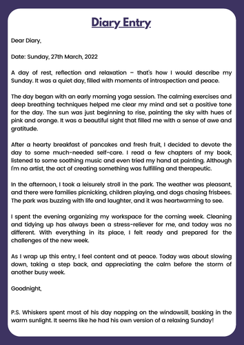 Five Diary Entry Examples | Teaching Resources