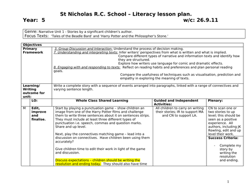 Back to School Literacy Year 6 Stories by significant authors J K ...