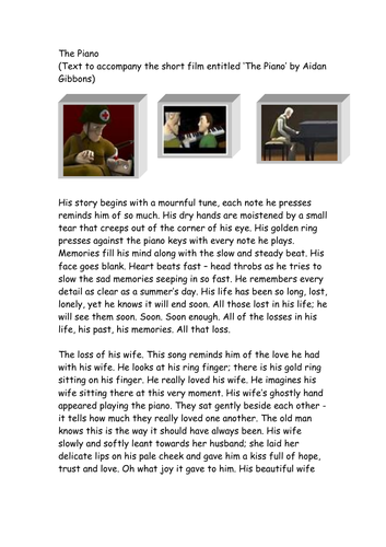 Back to School The Piano by Aidan Gibbons Year 6 Literacy Planning ...