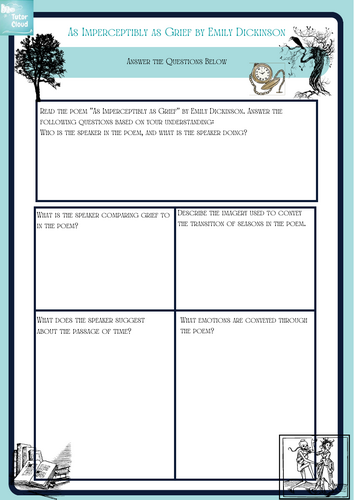 As Imperceptibly as Grief by Emily Dickinson Worksheet | Teaching Resources