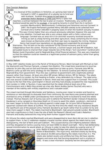 The Cornish Rebellion 1497 | Teaching Resources