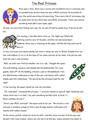 The Princess and the Pea Reading | Teaching Resources