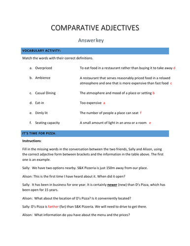 Comparative Adjectives | Teaching Resources
