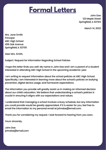 Five Formal Letter Models For Teachers | Teaching Resources