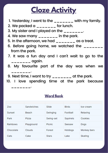 100 Cloze Activities For Year Two | Teaching Resources