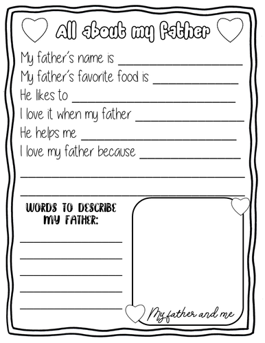 Father's Day worksheet poster gift - USA and UK versions - dad, father ...