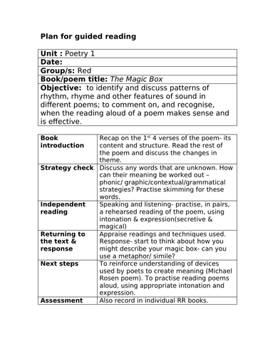 Year 5 Poetry Planning Poetic Style – Valerie Bloom/Pie Corbett ...