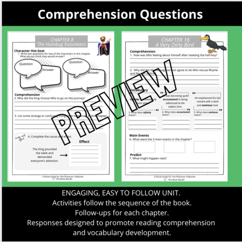 THE PHANTOM TOLLBOOTH by Norton Juster NOVEL STUDY and Reading ...