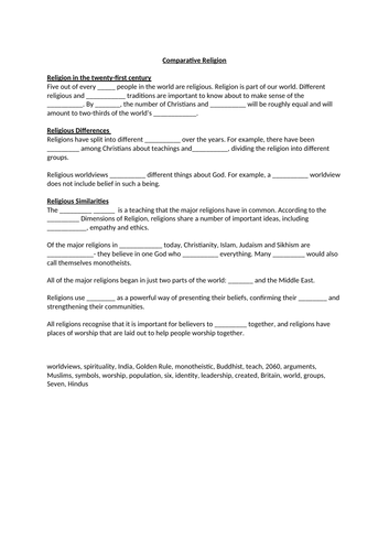 Introduction to Comparative Religions | Teaching Resources