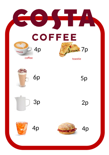 Costa Coffee Role Play Pack | Teaching Resources