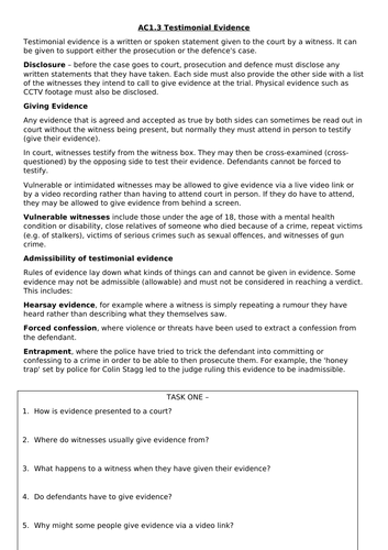 WJEC Criminology - Unit 3 (AC1.3&4) | Teaching Resources