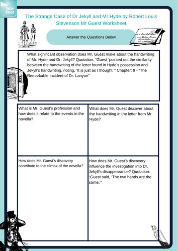 The strange case of Dr Jekyll and Mr Hyde Characters Worksheets ...