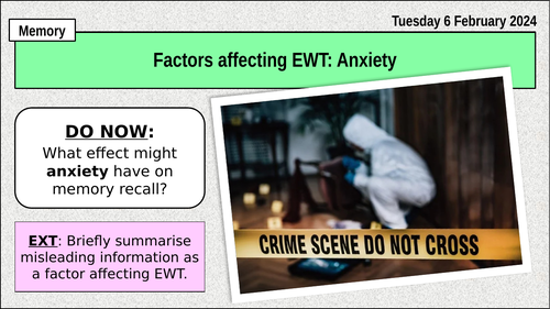 A-Level Psychology - ANXIETY AS A FACTOR AFFECTING EYEWITNESS TESTIMONY ...