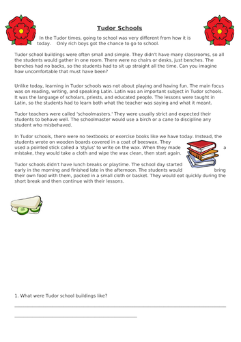 Tudor Reading Comprehensions | Teaching Resources