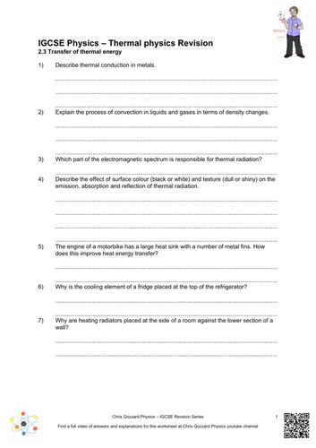 IGCSE and GCSE Physics Revision worksheets - Thermal Physics | Teaching ...