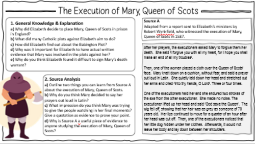 Mary Queen of Scots Execution - Elizabeth I | Teaching Resources