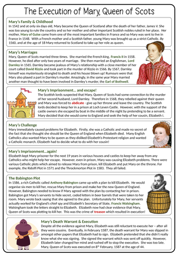 Mary Queen of Scots Execution - Elizabeth I | Teaching Resources