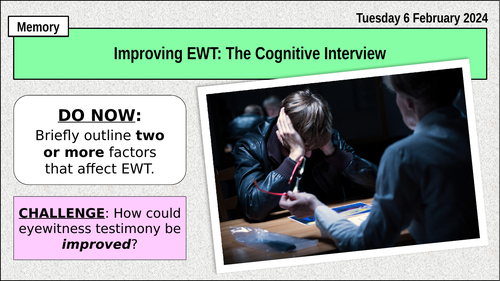 A-Level Psychology - THE COGNITIVE INTERVIEW [Memory Topic] | Teaching ...