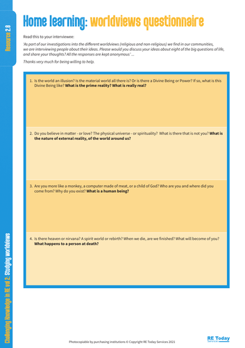 Unit 1. Core Key Stage four (KS4) Religious Studies Unit: Worldview ...