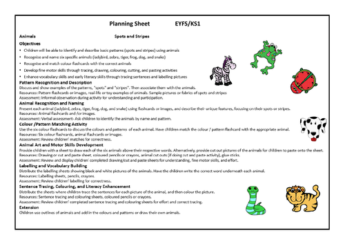 Animals Spots and Stripes Plan and Lesson | Teaching Resources
