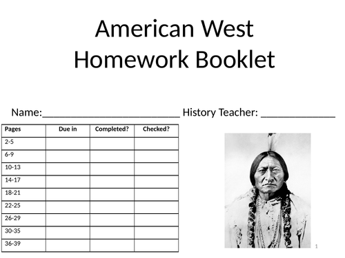 American West Homework Booklet | Teaching Resources