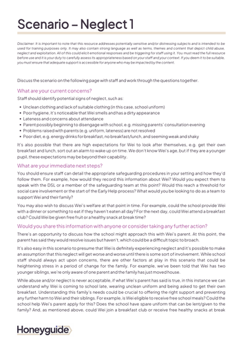 Safeguarding Scenario - Neglect | Teaching Resources