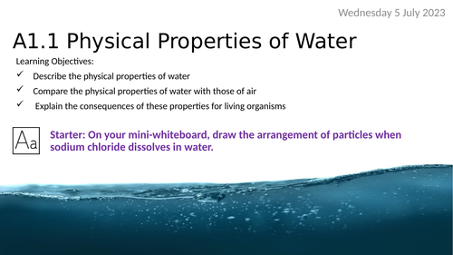 IB Biology A1.1 Water (first assessment 2025) | Teaching Resources