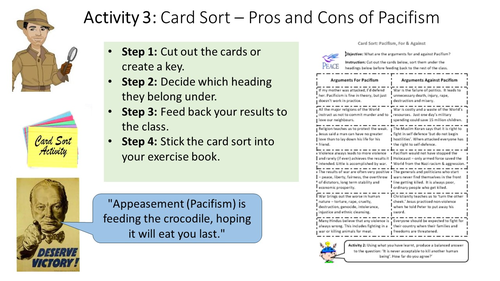 Card Sort: What are the pros and cons of Pacifism? | Teaching Resources