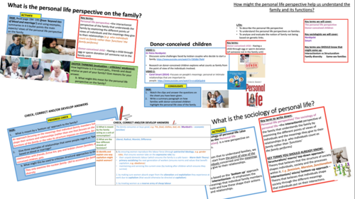 AQA A-level Sociology Theories of the family lessons, key term sheet ...