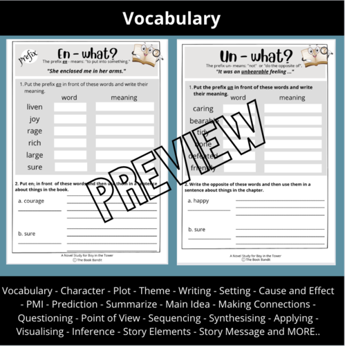 BOY IN THE TOWER by Polly Ho-Yen NOVEL STUDY and Reading Comprehension ...