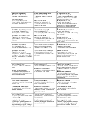 Year 8 Unit 6: FRENCH: Talk about daily routine + Telling the time ...