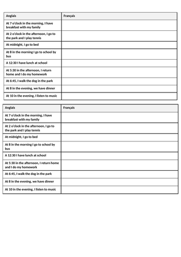 Year 8 Unit 6: FRENCH: Talk about daily routine + Telling the time ...