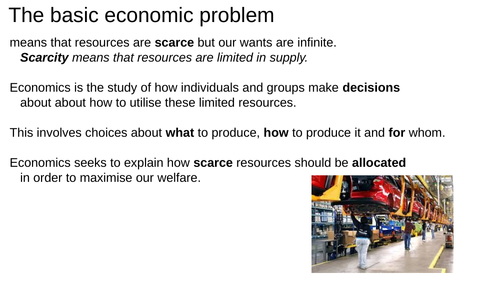 Basic economic problem opportunity cost | Teaching Resources