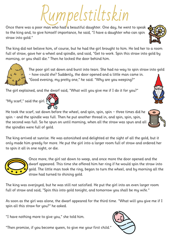 Rumpelstiltskin Reading Comprehension | Teaching Resources
