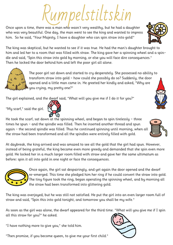 Rumpelstiltskin Reading Comprehension | Teaching Resources