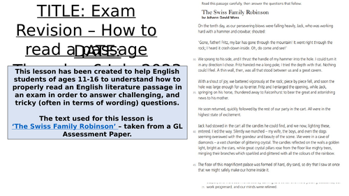 Exam Revision – How to read a passage | Teaching Resources