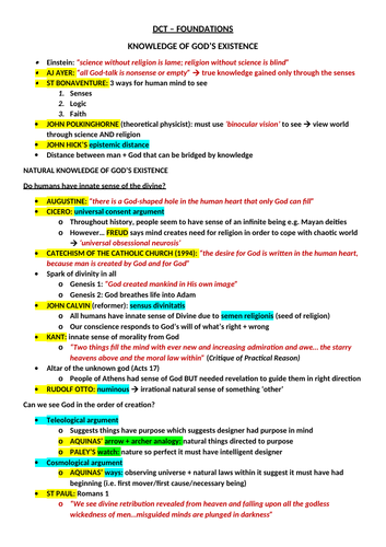 REVISION: Developments in Christian Thought - "KNOWLEDGE OF GOD’S ...